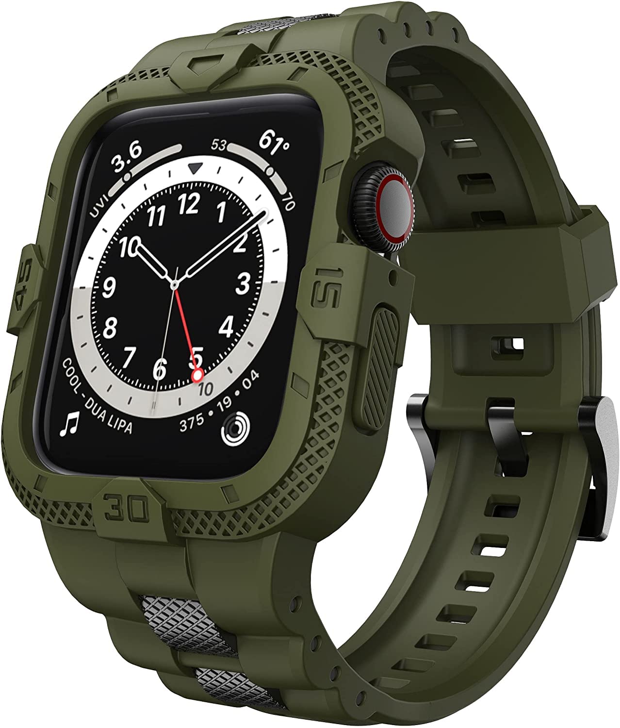 GELISHI Bands Compatible for Apple Watch Band 41mm 40mm 38mm, Men Sport Rugged Band with Protective Case for Watch Series 9 8 7/Series 6 SE 5 4 3, Army Green