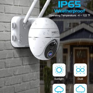 Security Camera Outdoor Wireless, MECO WiFi Camera 360° PTZ Solar Powered Security Camera with Motion Detection, 2 Way Audio, Night Vision, IP65 Waterproof, Encrypted SD/Cloud