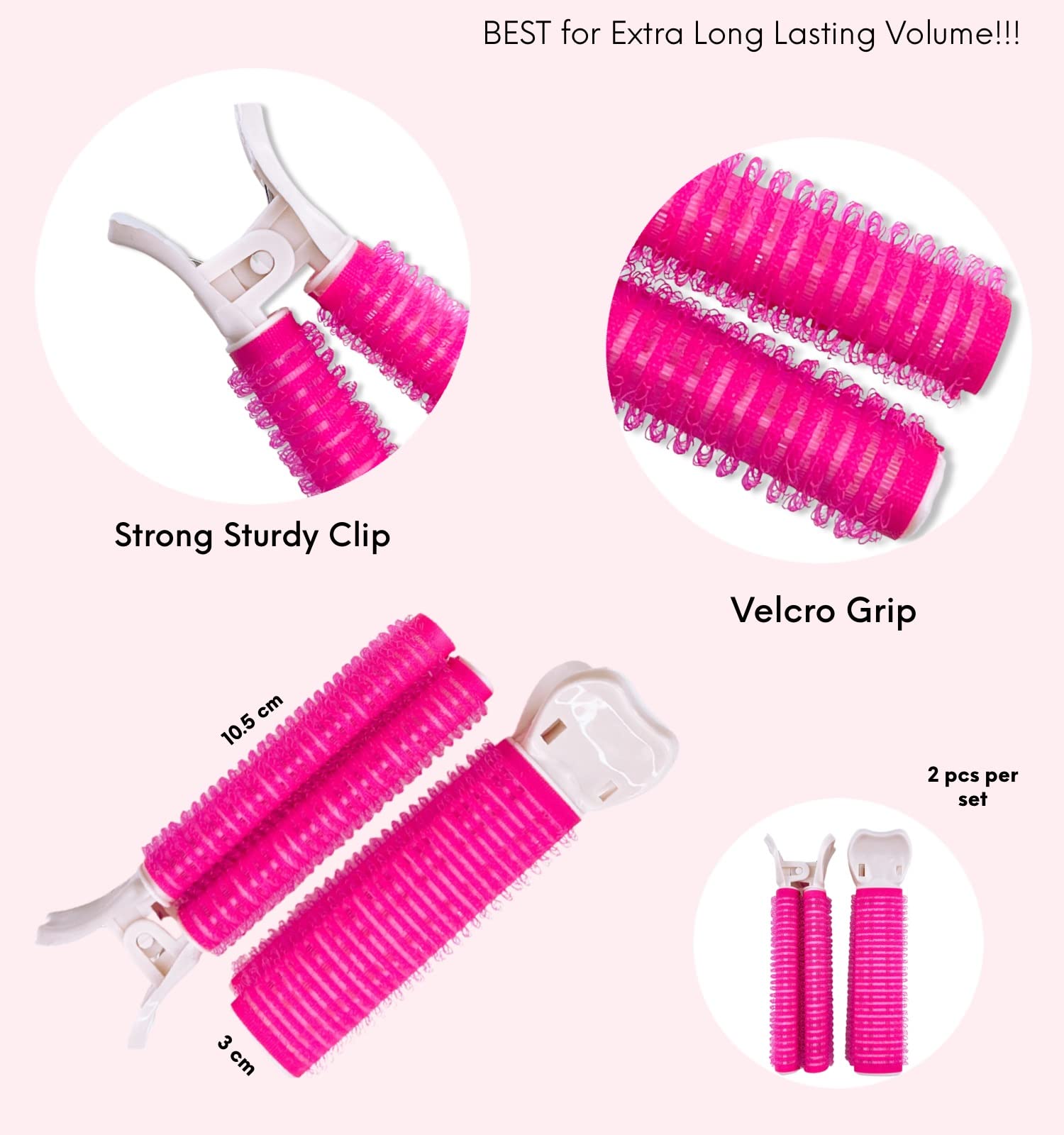 HAIR ROOT VOLUMIZING CLIP (CHERRY PINK), 2 Count (Pack of 1)