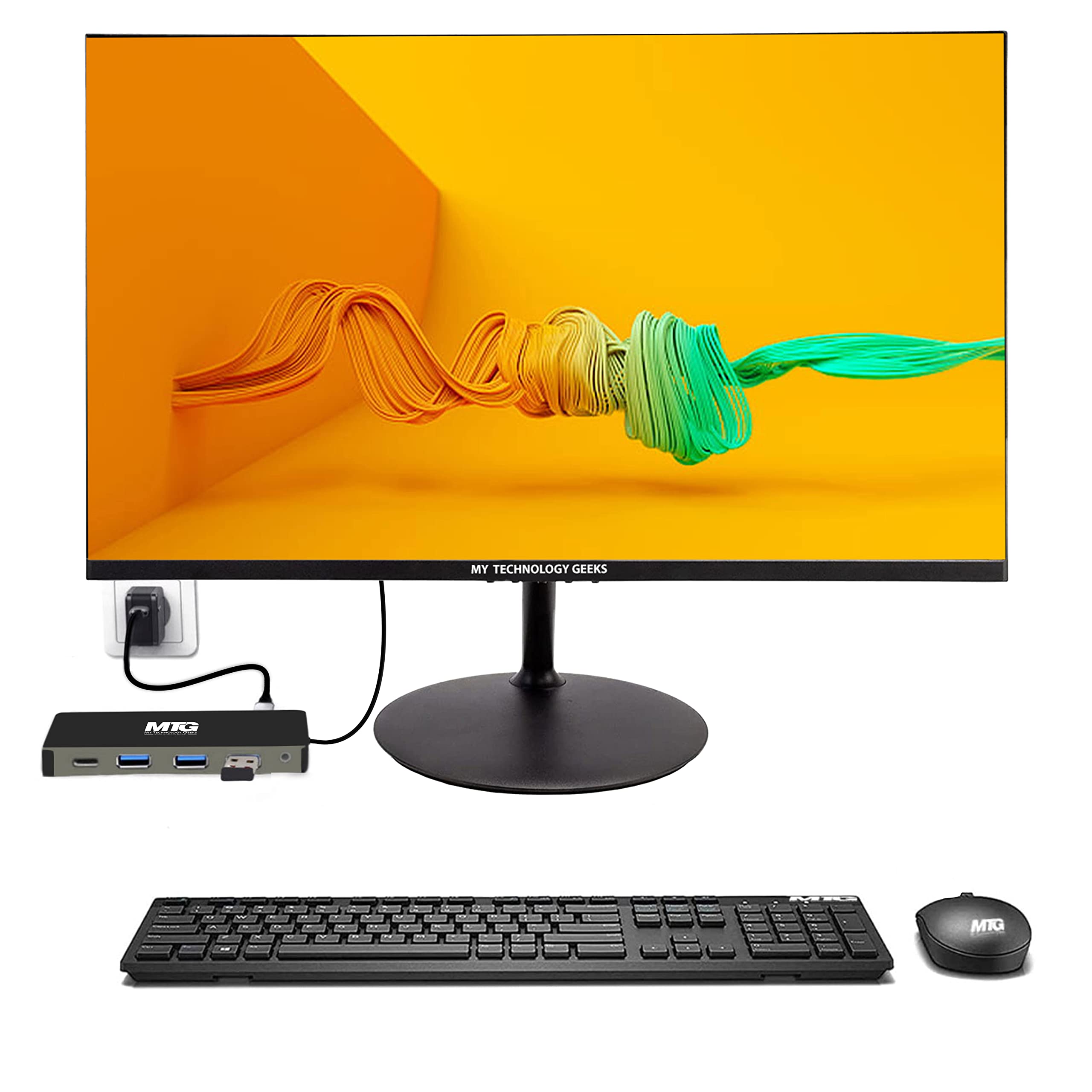 MTG Bundle 24" inch1080p LCD Monitor - Full HD, 75Hz, 3ms, VESA Mountable, USB C Docking Station 10 in 1 Hub (Power Adapter not Included) for Windows and Mac, with MTG Wireless Keyboard and Mouse