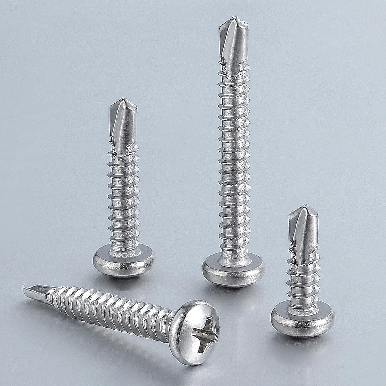 （350pcs）#8X3/4 Phillips Pan Head Self Drilling Screws, Self Tapping Sheet Metal Screws - 410 Stainless Steel