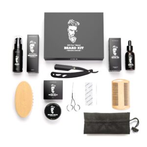 Beard Kit Brush Comb Scissors with Storage Bag Beard Growth Care Gifts for Men (Grooming Set)