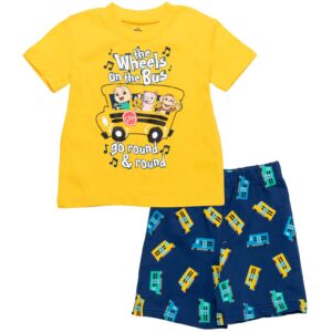 cocomelon jj toddler boys t-shirt french terry shorts set yellow/blue 2t