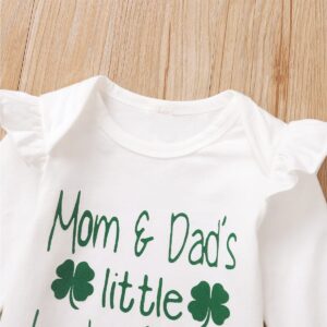 Shalofer Baby St Patricks Day Outfit Girl Newborn My First St Patrick's Day Bodysuit(Green-Flare pants,0-3 Months)