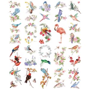 everjoy watercolor flowers birds realistic temporary tattoos 40+ designs waterproof tattoos for women and men 20 pcs