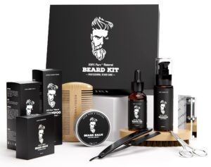 beard kit brush comb scissors with storage bag beard growth care gifts for men (grooming set)