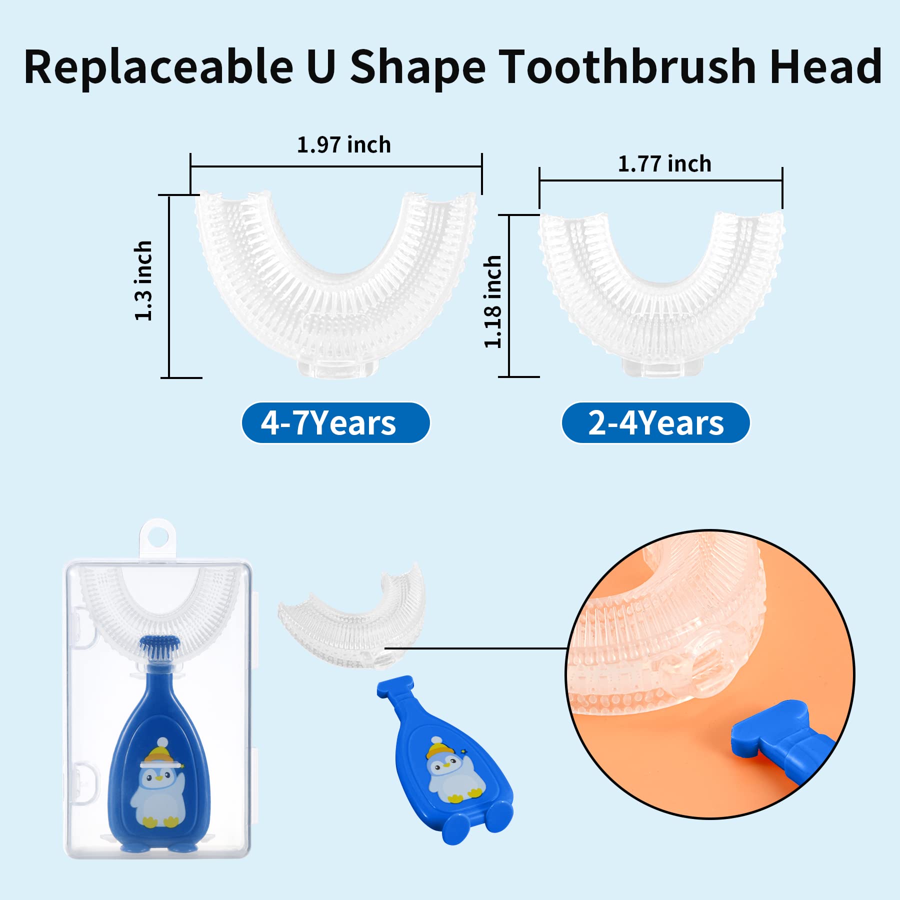 Zuzuxia Kids Toothbrushes U Shaped Toothbrush, Kids U Shape Toothbrushes Soft Food Grade Silicone U Shaped Toothbrush Kids Baby Toddler 360° Toothbrush