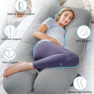 Meiz Pregnancy Pillows, Cooling Silky Pregnancy Pillows for Sleeping, 60" Full Body Maternity Pillow for Tall Pregnant Woman with Cooling Silk Jersey Cover, Grey