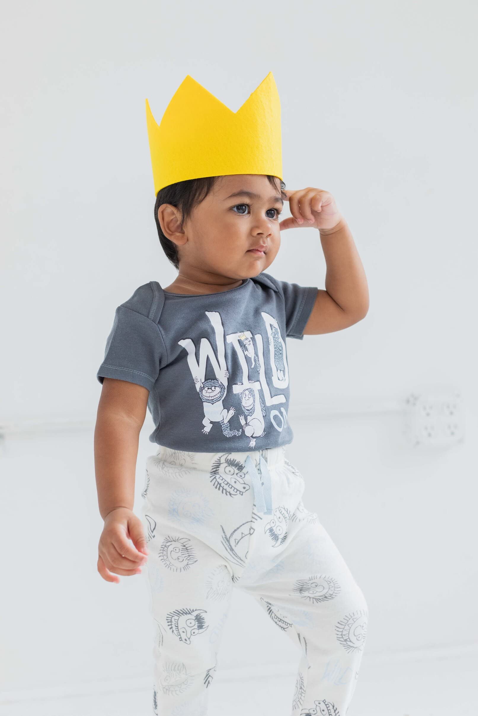 Warner Bros. Where the Wild Things Are Baby Boys Bodysuit & Pants & Hat Gray/Yellow/White 12 Months