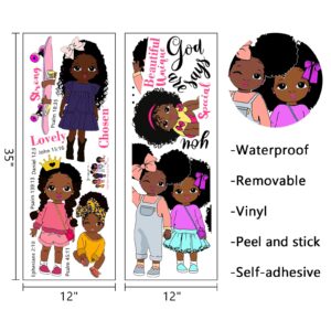 Mfault Black Girls God Says You are Beautiful Inspirational Wall Decals Stickers, Religious Quote Nursery Decorations African American Bedroom Art, Motivational Afro Toddler Kids Baby Room Decor