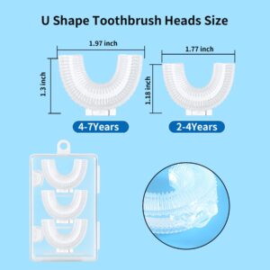 Zuzuxia Kids U Shaped Toothbrush Heads, Soft Food Grade Silicone U Shaped Toothbrush Kids Toothbrushes Replacement Heads 360° Kids Baby Toddler U Toothbrush Heads