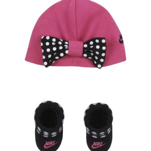 Nike Baby Girls Polka-Dot Bow Hat & Bootie Socks 2 Piece Set (Multi-Color(NN0604-P5D), 0-6 Months)