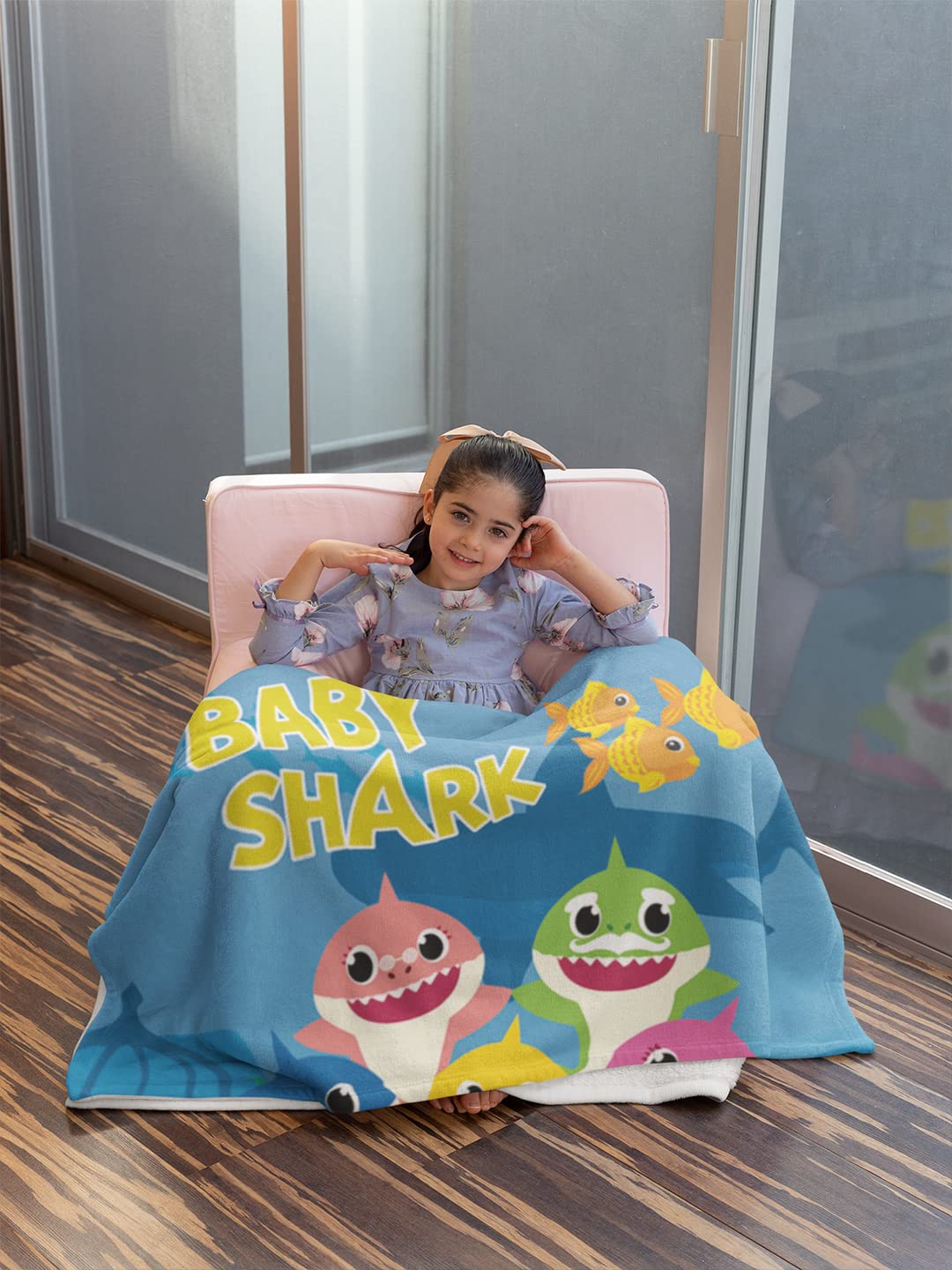 Warm Kids Bedding, Toddlers Boys Girls Flannel, Soft Plush Baby Blanket, Unisex Blanket Throw Fleece Baby Shark 60 X 40 inches, Green, Blue