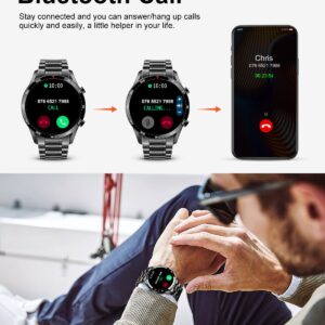 LIGE Smart Watch for Android iOS, Bluetooth Calls Voice Chat with Heart Rate Sleep Monitor Calorie Fitness Tracker, 1.3" Full Touch Screen Activity Tracker IP67 Waterproof Watch for Men (Black)