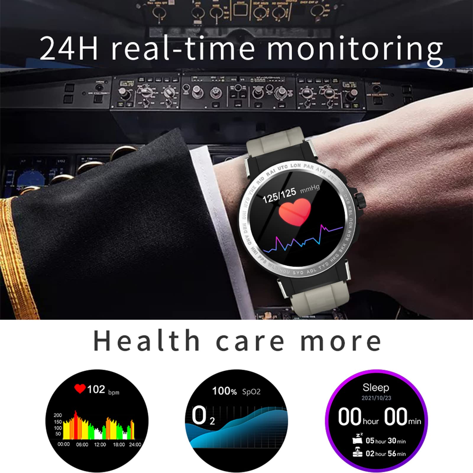 YZPFSD Smart Watch Fitness Tracker with Heart Rate Monitor and Spo2 Sleep Monitor 5ATM Waterproof Smartwatch Compatible with iOS and Android Phones for Women Men,Gold