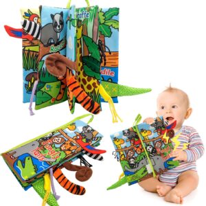 monstime soft baby books 0-6 months, cloth baby books 6 to 12 months newborn toys, fabric crinkle books for babies infant books, infant toys baby toys for 0 3 6 9 12 18 months boys girls (1 book)