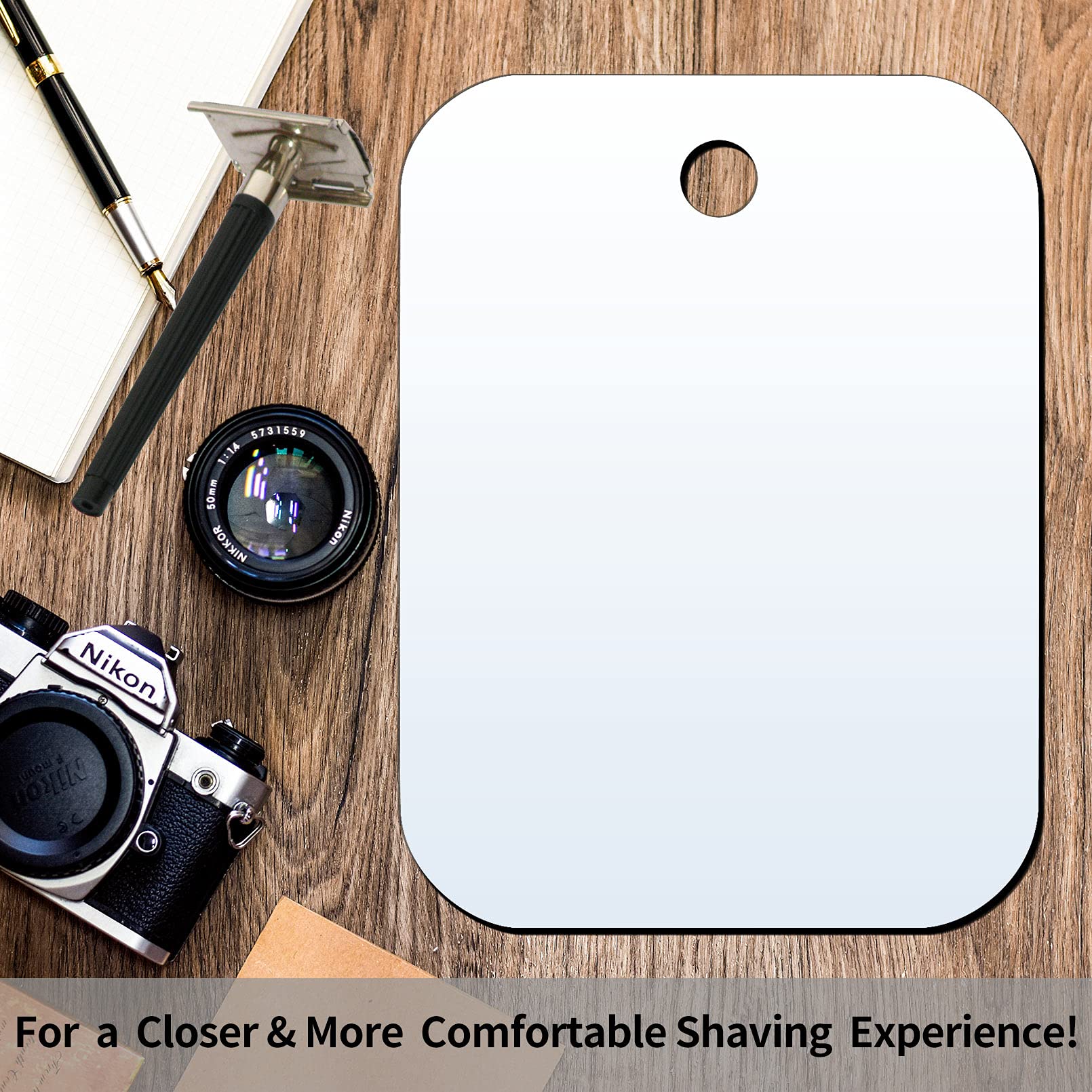 NC Unbreakable Shower Mirror fogless for Shaving,Fog Proof Shave (Medium,2PCS,4"x6"),Shatterproof Travel Makeup Camping Mirrors,Wall Hanging Mirror Bathroom,Portable Lightness Handheld Mirror Locker