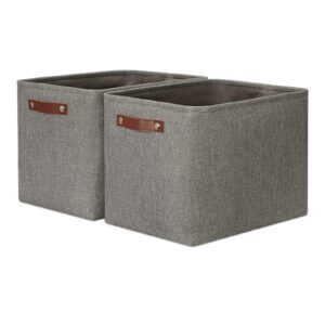 dullemelo grey storage baskets for organizing 2 pack 16"x12"x12" fabric shelf baskets for gifts empty large storage organizer for closet,clothes,toys,bedroom (grey)