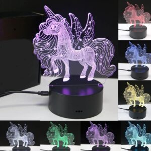 unicorn toys for kids 3d night light optical illusion pink led lamp visual novelty 7 colors chaning rgb table desk lights unicorns toys gifts home bedroom decor girls boys birthday christmas gift