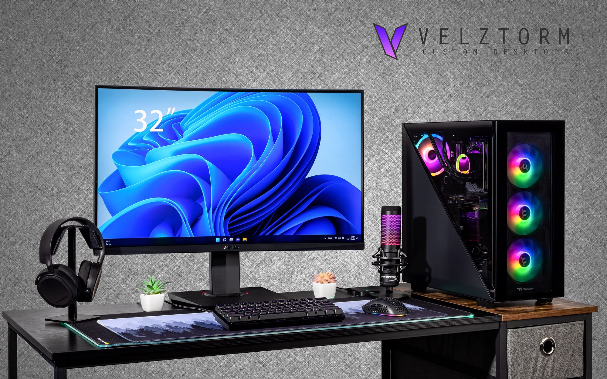 Velztorm Black Gladio CTO Gaming PC (Liquid Cooled AMD Ryzen 9 5900X, 32GB DDR4, 1TB PCIe SSD + 2TB HDD (3.5), GeForce RTX 3070 8GB, AC WiFi, 750W PSU, RGB Light, Win10H)