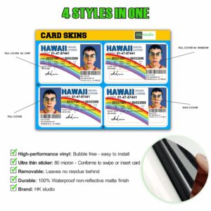 Debit Card Skin Cover Sticker - Driver License 4Pcs Credit Card Sticker Protecting & Personalizing Bank, EBT, Metro, Key Card - No Bubble, Slim, Waterproof, Removable