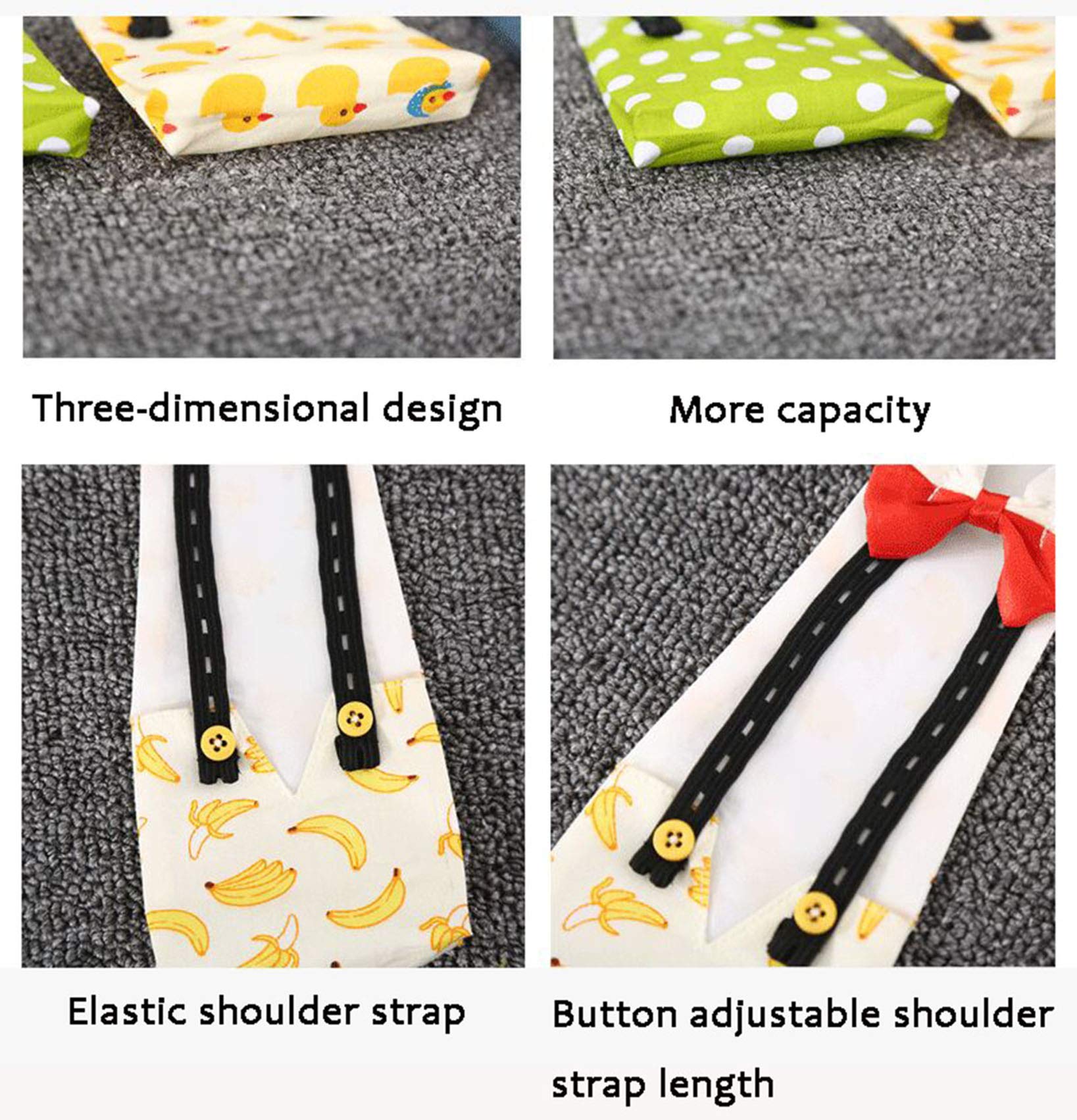 ABCD Chicken Diapers, Duck Diapers, Adjustable Chicken Diapers, Washable and Reusable, Chicken Costumes with Bows (Banana+Pineapple, S)