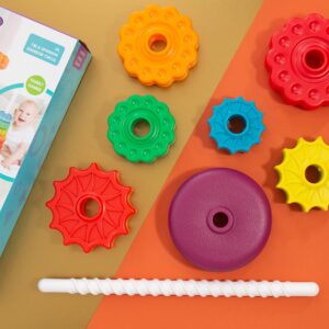 Ollie & Olive learn & play Spinning Toy Rainbow Spinning Stacking Tower - Stacking Toy for Toddlers and Babies 12 Months+ - Fun Educational - Hand Eye Coordination - Learning Toy for Boys and Girls