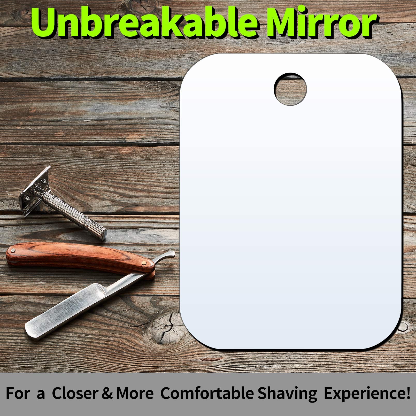 NC Unbreakable Shower Mirror fogless for Shaving,Fog Proof Shave (Medium,2PCS,4"x6"),Shatterproof Travel Makeup Camping Mirrors,Wall Hanging Mirror Bathroom,Portable Lightness Handheld Mirror Locker