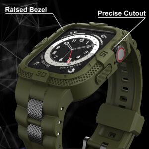 GELISHI Bands Compatible for Apple Watch Band 41mm 40mm 38mm, Men Sport Rugged Band with Protective Case for Watch Series 9 8 7/Series 6 SE 5 4 3, Army Green