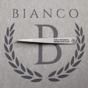 Bianco Instruments Slant and Micro Slant Tweezer Bundle - Made in USA Stainless Steel - Expertly Honed for a Professional Grip on Even the Most Stubborn Hairs - 2mm and 3.5mm Tips