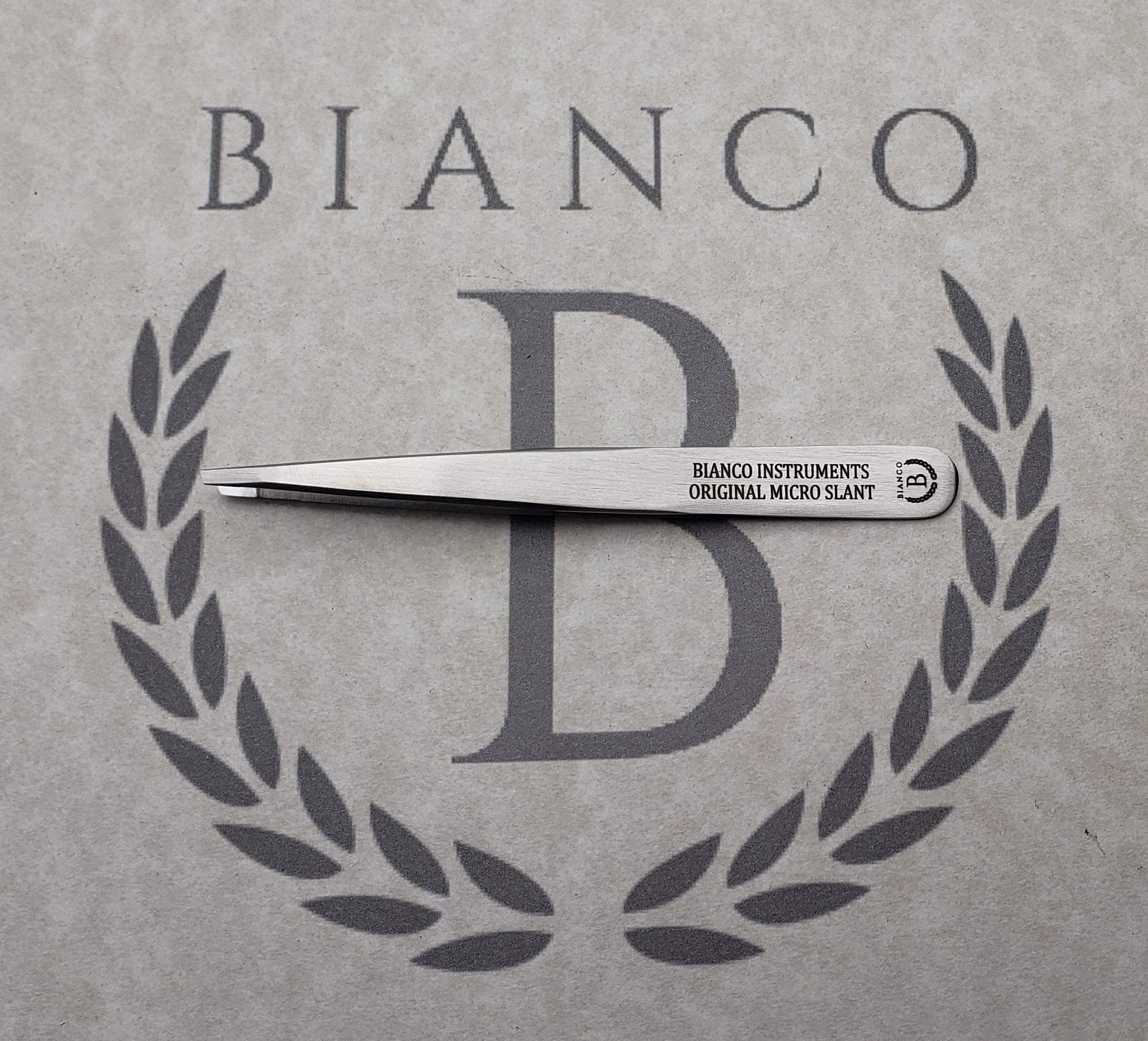 Bianco Instruments Slant and Micro Slant Tweezer Bundle - Made in USA Stainless Steel - Expertly Honed for a Professional Grip on Even the Most Stubborn Hairs - 2mm and 3.5mm Tips