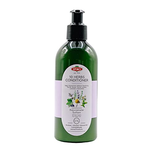 OTACI 10 Herbs Rejuvenate and Soften Conditioner for All Hair Types, Sage, Peppermint, Melissa, Rosemary, Myrtle, Storax, Thyme, Juniper, Lavender, Chamomile, No Paraben, No Alcohol Herbal Conditioner