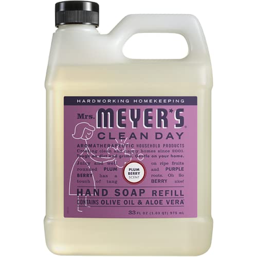 Meyers Mrs Clean Day Liquid Hand Soap Refill Variety Pack, 1 Rain Water Scent, 1 Oat Blossom Scent, 1 Plum Berry Scent, 33 FL OZ (3 CT)