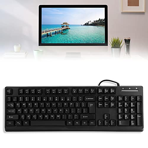 Hilitand Rechargeable Wired Gaming Keyboard, RGB Backlit Keyboard, Slim, Ergonomic 104 Keys, Quiet, for PC Desktop, Computer, PC(Black)