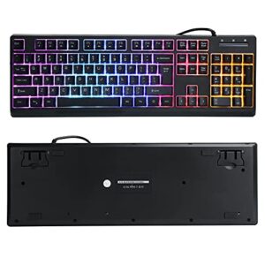 Hilitand Rechargeable Wired Gaming Keyboard, RGB Backlit Keyboard, Slim, Ergonomic 104 Keys, Quiet, for PC Desktop, Computer, PC(Black)