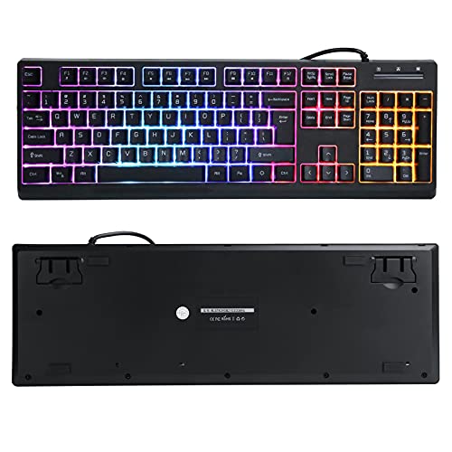 Hilitand Rechargeable Wired Gaming Keyboard, RGB Backlit Keyboard, Slim, Ergonomic 104 Keys, Quiet, for PC Desktop, Computer, PC(Black)