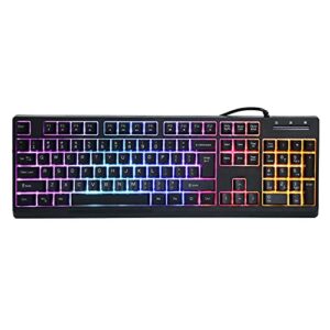 hilitand rechargeable wired gaming keyboard, rgb backlit keyboard, slim, ergonomic 104 keys, quiet, for pc desktop, computer, pc(black)