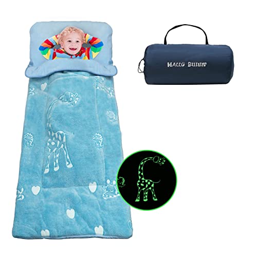 Kids Sleeping Bag for Boys, Glow in The Dark Slumber Bag, Sleeping Bag for Kids with Pillow, Soft Sleeping Bag for Toddler, Sleeping Bags for Girls Boys Daycare, Naps and Sleepovers,63" x 29"