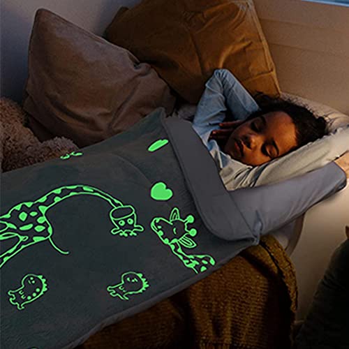 Kids Sleeping Bag for Boys, Glow in The Dark Slumber Bag, Sleeping Bag for Kids with Pillow, Soft Sleeping Bag for Toddler, Sleeping Bags for Girls Boys Daycare, Naps and Sleepovers,63" x 29"