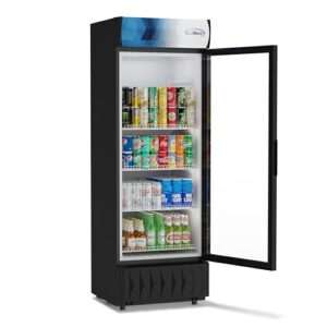 KoolMore Commercial One Glass Door Display Upright Beverage Refrigerator Cooler Merchandiser - 12 Cu. Ft [Black] (MDR-1GD-12C)