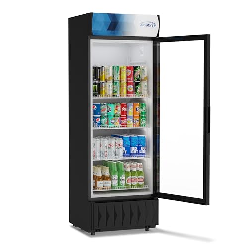 KoolMore Commercial One Glass Door Display Upright Beverage Refrigerator Cooler Merchandiser - 12 Cu. Ft [Black] (MDR-1GD-12C)