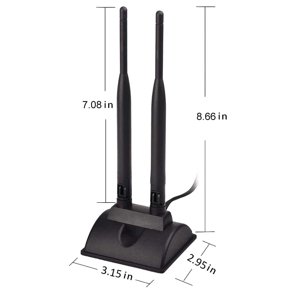 2.4GHz 5GHz Dual Band RP-SMA Male WiFi Antenna + IPEX MHF4 to RP-SMA Female Cable 9.8 inch for M.2 NGFF Network Card PC Computer