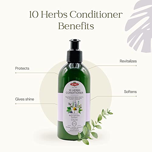 OTACI 10 Herbs Rejuvenate and Soften Conditioner for All Hair Types, Sage, Peppermint, Melissa, Rosemary, Myrtle, Storax, Thyme, Juniper, Lavender, Chamomile, No Paraben, No Alcohol Herbal Conditioner