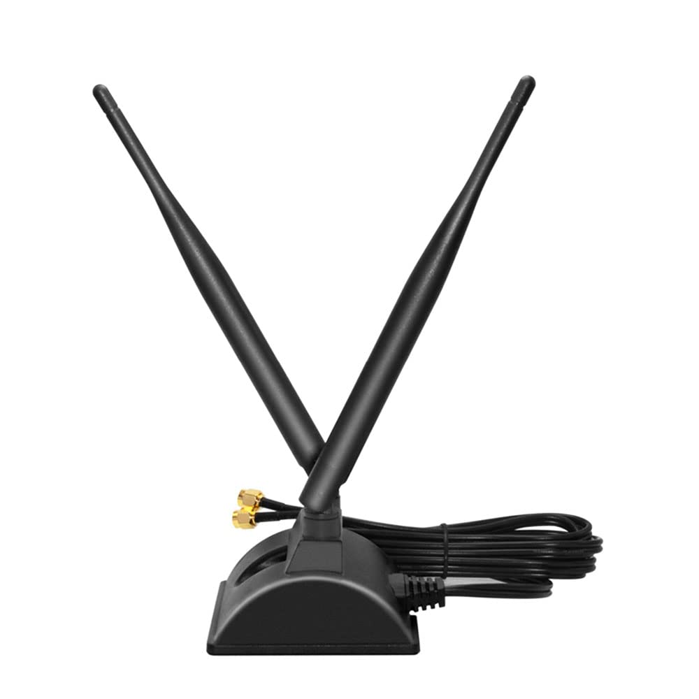 2.4GHz 5GHz Dual Band RP-SMA Male WiFi Antenna + IPEX MHF4 to RP-SMA Female Cable 9.8 inch for M.2 NGFF Network Card PC Computer