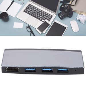 Expansion Dock, Aluminum Alloy Shell 6 in 1 Multifunctional USB Adapter Mini Portable for Keyboard for Flash Disk for Mouse