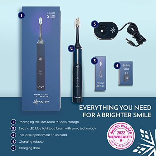 Snow LED Electric Toothbrush - Rechargeable Electronic Brush for Adults - Sonic Technology w/LED Light Whitening & Cleaning Powered w/Sonic Technology for Oral Routine - Polar Blue