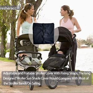 Stroller Sun Shade Cover, Mesh Universal Adjustable UV Sun Sleep Shade for Baby Stollers, Blackout Stoller Cover, Protect from Rain Wind Snow Dust Insect, Ventilate and Easy to Install (Black)