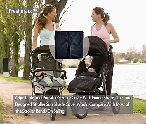 Stroller Sun Shade Cover, Mesh Universal Adjustable UV Sun Sleep Shade for Baby Stollers, Blackout Stoller Cover, Protect from Rain Wind Snow Dust Insect, Ventilate and Easy to Install (Black)