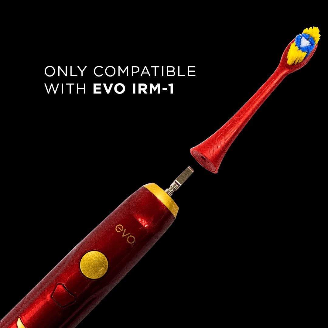 EVO IRM-1 Replacement Toothbrush Heads, Marvel Iron Man Electric Toothbrush Heads, Toothbrush Refill Brush Heads