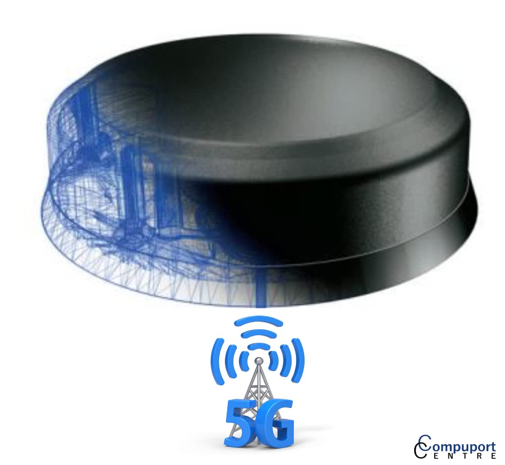 CompuPort MIMO 5G LTE Puck Antenna Freq: 2X 698-960/1710-3800MHz with Dual-Diversity 3' SMA Male Cables, Compatible with Sierra Airlink, Teltonika, Microhard, Digi, Cradlepoint or Any SMA LTE modems.